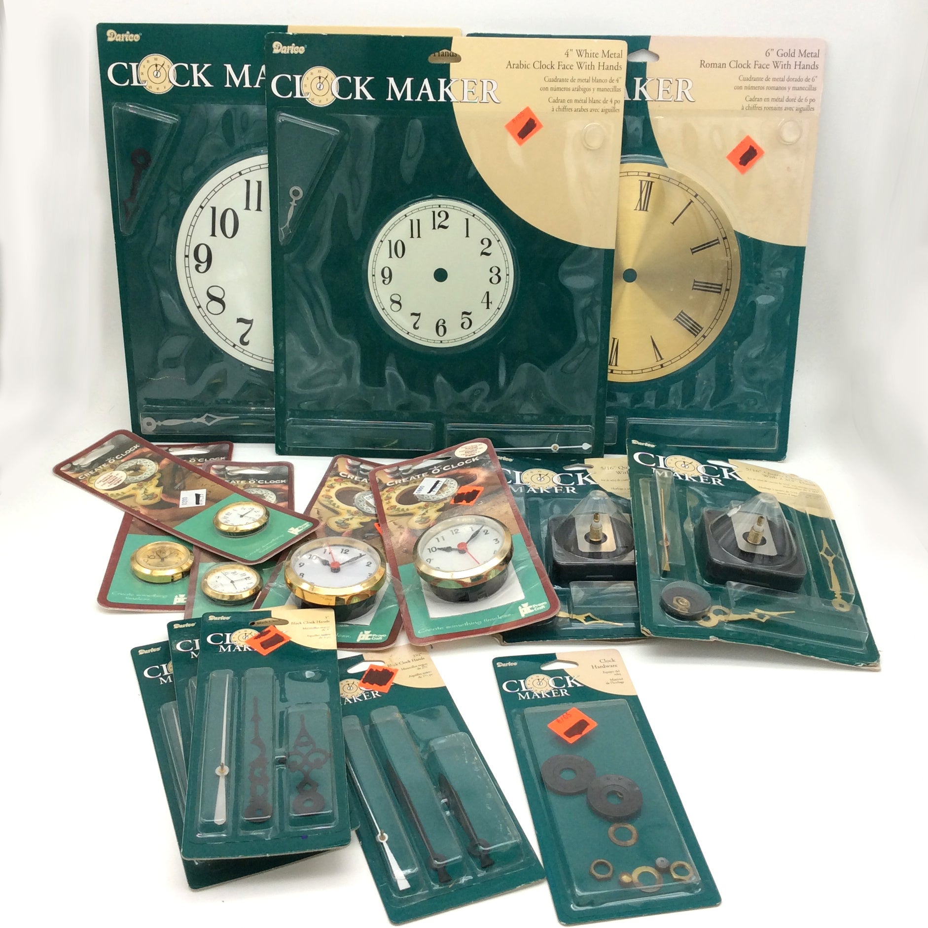 Clock parts bundle - faces, hands, kits - gold, white, black ...